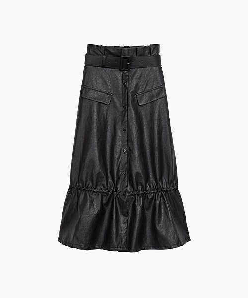 NADD VILLAGE(나드빌리지) | 실시간 인기 스타일 | 다나 스트링 레더스커트 | 온더룩