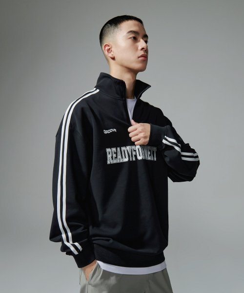 ready4next(레디포넥스트) | 실시간 인기 스타일 | 레디 SC 하프 반집업 맨투맨 BLACK | 온더룩