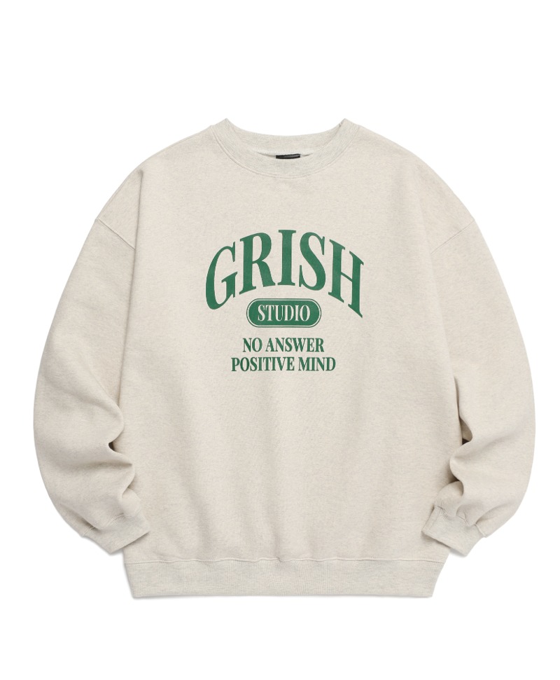 GRISH(그리쉬) | 실시간 인기 스타일 | GRISH SERIF LOGO SWEATSHIRTS OATMEAL | 온더룩