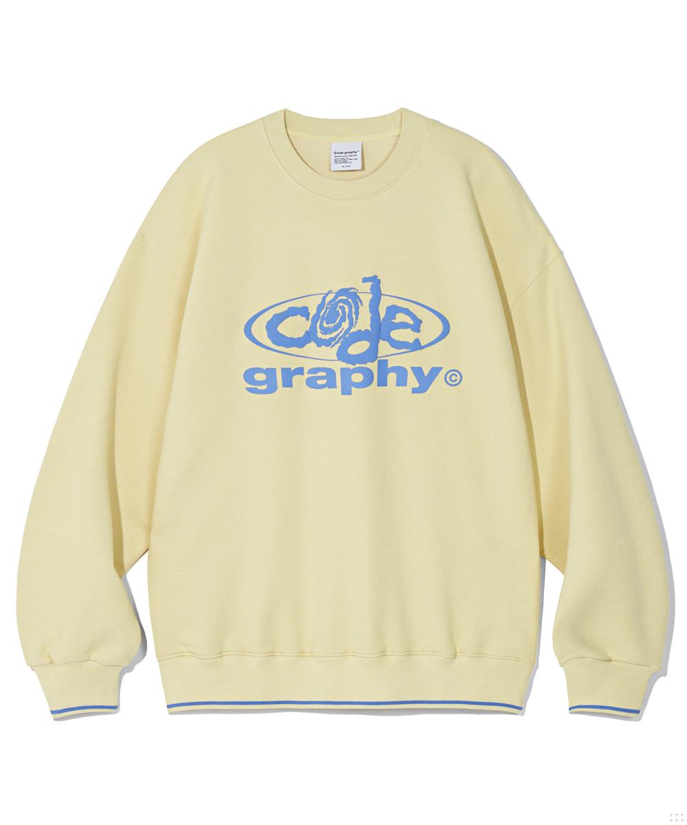 CODEGRAPHY (코드그라피) | 실시간 인기 스타일 | CODE 아트웍 배색 오버핏 맨투맨_라이트옐로우 | 온더룩