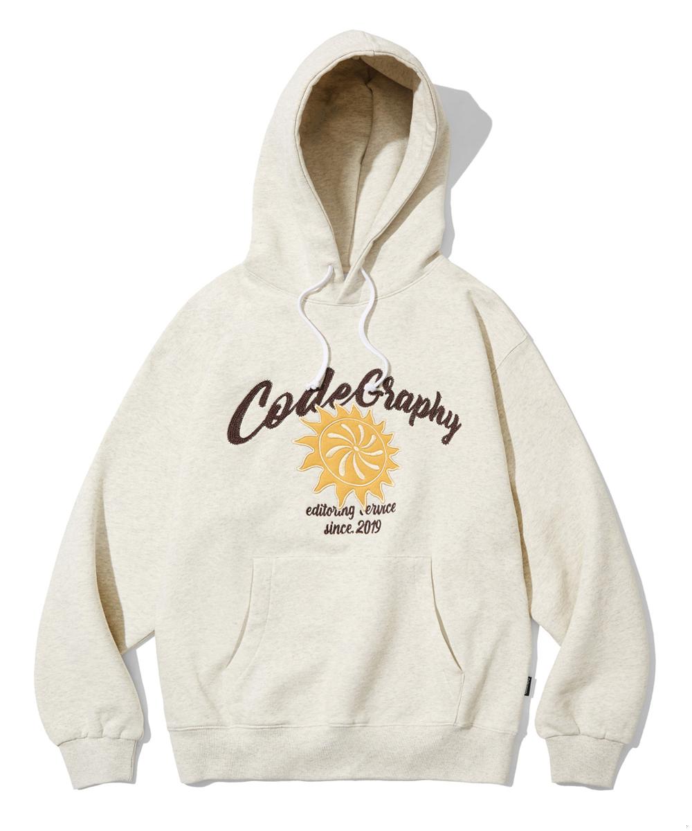 CODEGRAPHY (코드그라피) | 실시간 인기 스타일 | 썬 레터링 후디_오트밀 | 온더룩