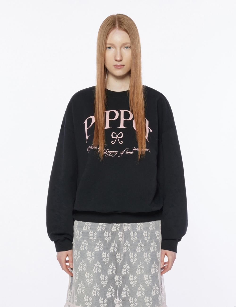 PIPPET(핍펫) | 실시간 인기 스타일 | Ribbon Symbol Sweatshirt (black) | 온더룩