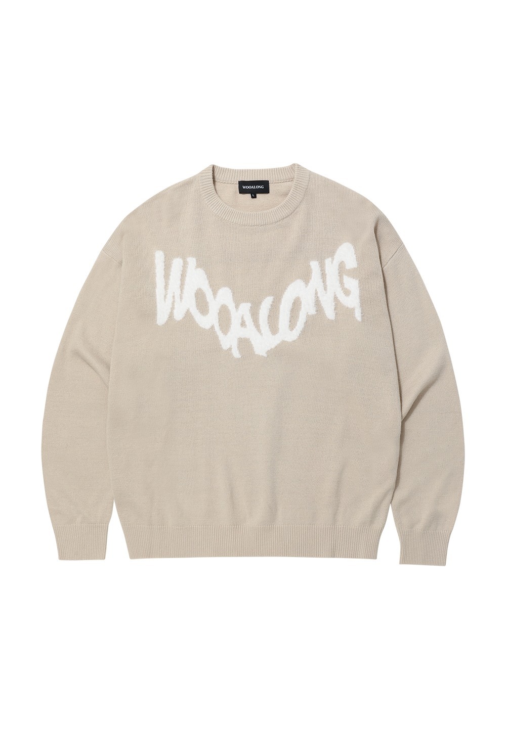 WOOALONG(우알롱) | 실시간 인기 스타일 | Lettering logo knit - LIGHT BEIGE | 온더룩
