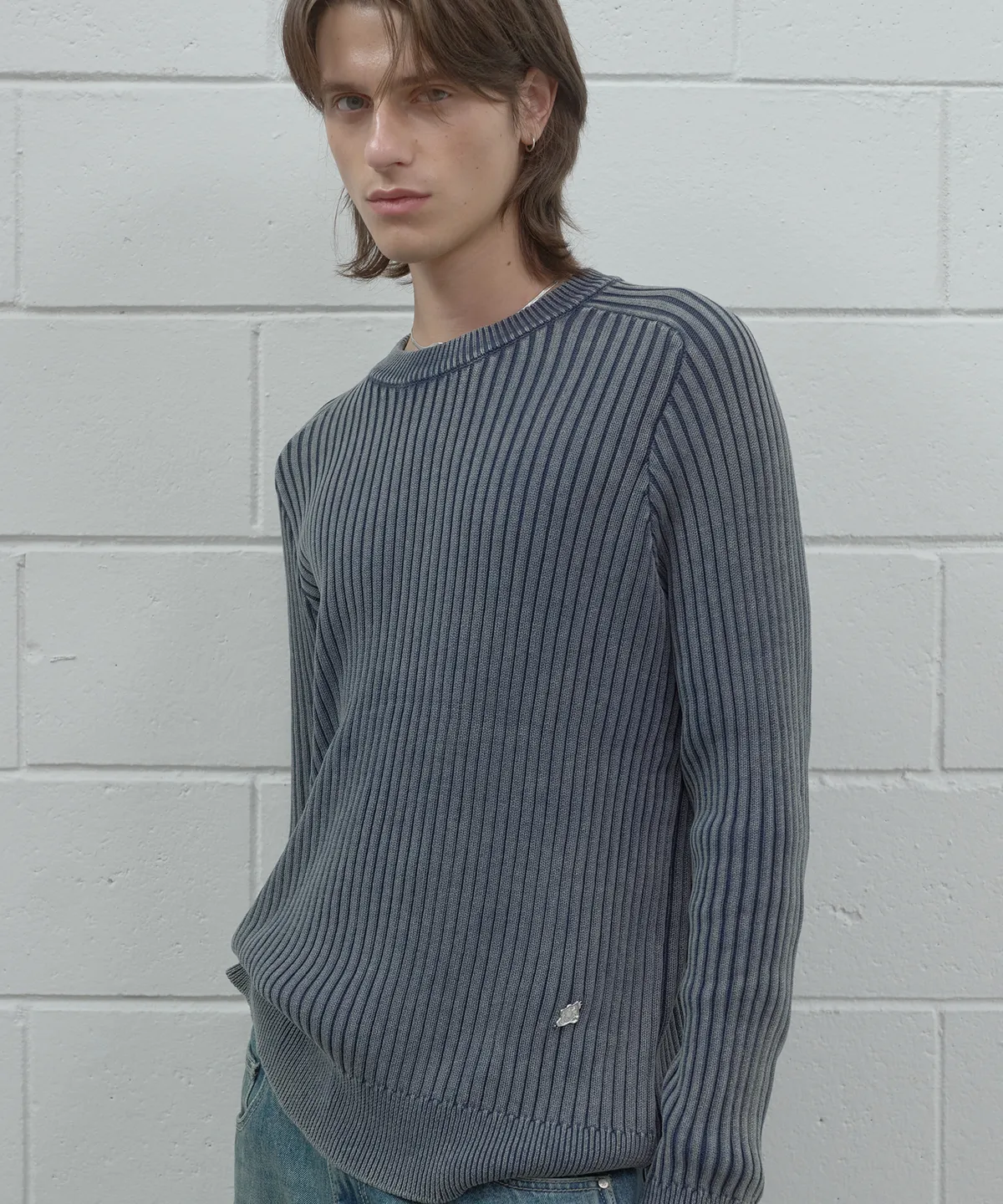 TMAKER(티메이커) | 실시간 인기 스타일 | 투톤 골지 크루넥 스웨터 WBL | 온더룩