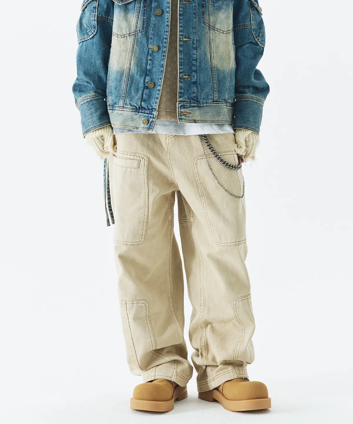 HEDER HELEN(헤더헬렌) | 실시간 인기 스타일 | REPAIR CARGO BEIGE GARMENT PANTS | 온더룩