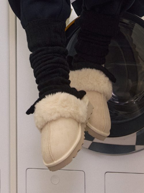 Shoopen슈펜 실시간 인기 스타일 Warm Up 코지 스웨이드 퍼 슬리퍼 Hpcv8d4v02 온더룩