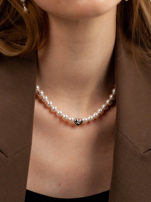PEARLY MORE(펄리모어) | 실시간 인기 스타일 | 볼륨 하트 진주 목걸이 | 온더룩