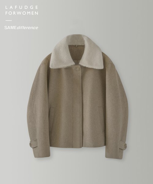 LAFUDGE FOR WOMAN(라퍼지 포 우먼) | 실시간 인기 스타일 | 울 시어링 칼라 숏 코트_Oatmeal | 온더룩