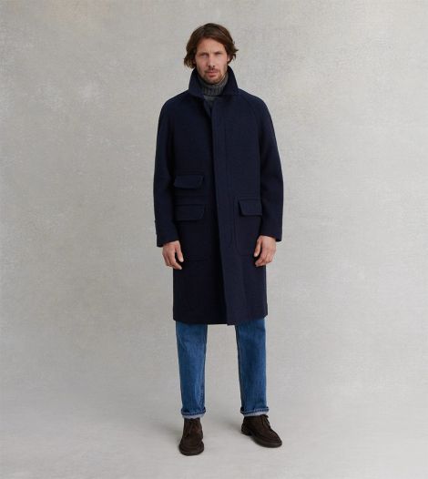 DRAKE'S(드레익스) | 실시간 인기 스타일 | Navy Wool Raglan Coat | 온더룩