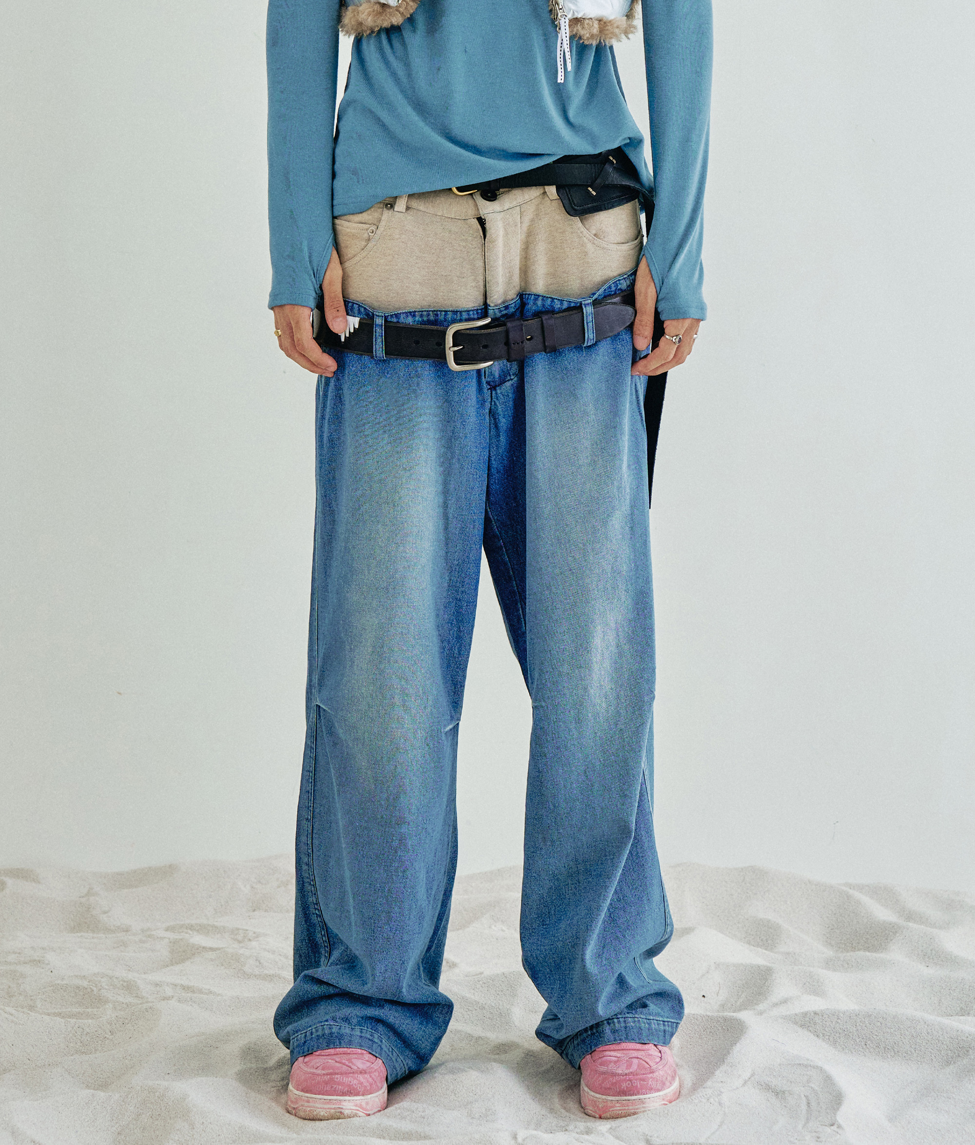 ESEELMI(에씰미) | 실시간 인기 스타일 | DOUBLE LAYERED SAGGING PANTS | 온더룩