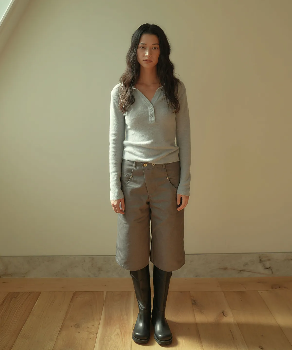 Ouro(아우로) | 실시간 인기 스타일 | STUD POINT PANTS [ GRAY ] | 온더룩